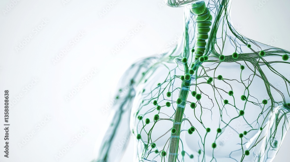 Lymphatic system overview with fluid movement and immune defense in ...