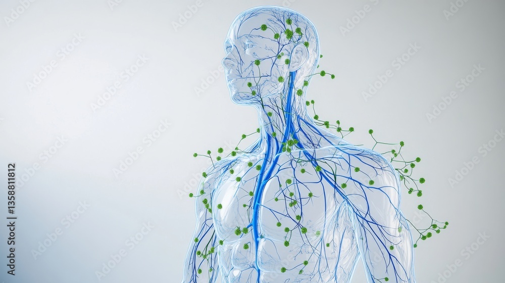 Lymphatic system pathway displayed in a healthcare office on a wall ...