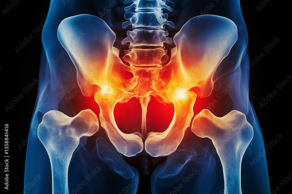 Human Hip Joint Pain Anatomy X Ray Medical Illustration Sciatica Arthritis Bone Pain Stock Photo ...