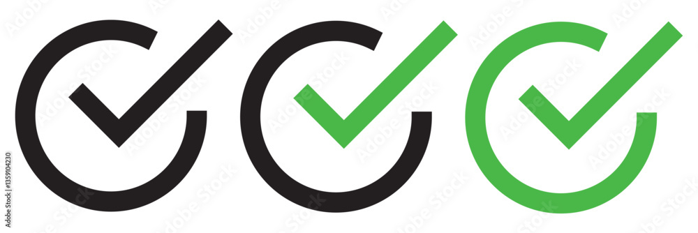 check mark icon button set. check box icon with right or yes checkmark icons. checkmark icons in ...