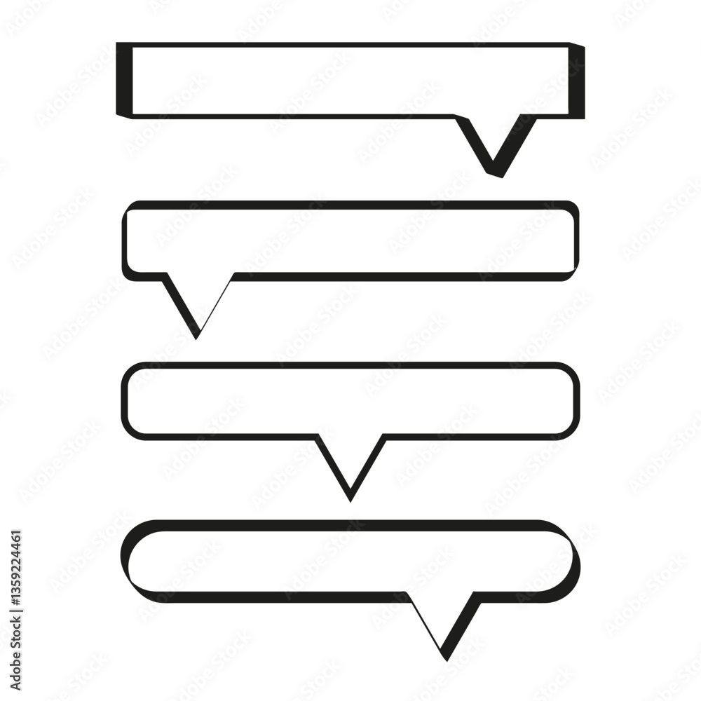 Speech bubble icons. Outline chat symbols. Set of four vector speech bubbles. Communication ...
