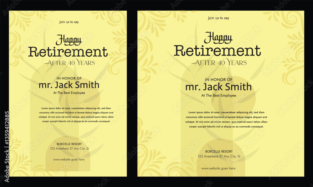 Stock-Vektorgrafik „Retirement Party Invitation Layout with Gold ...