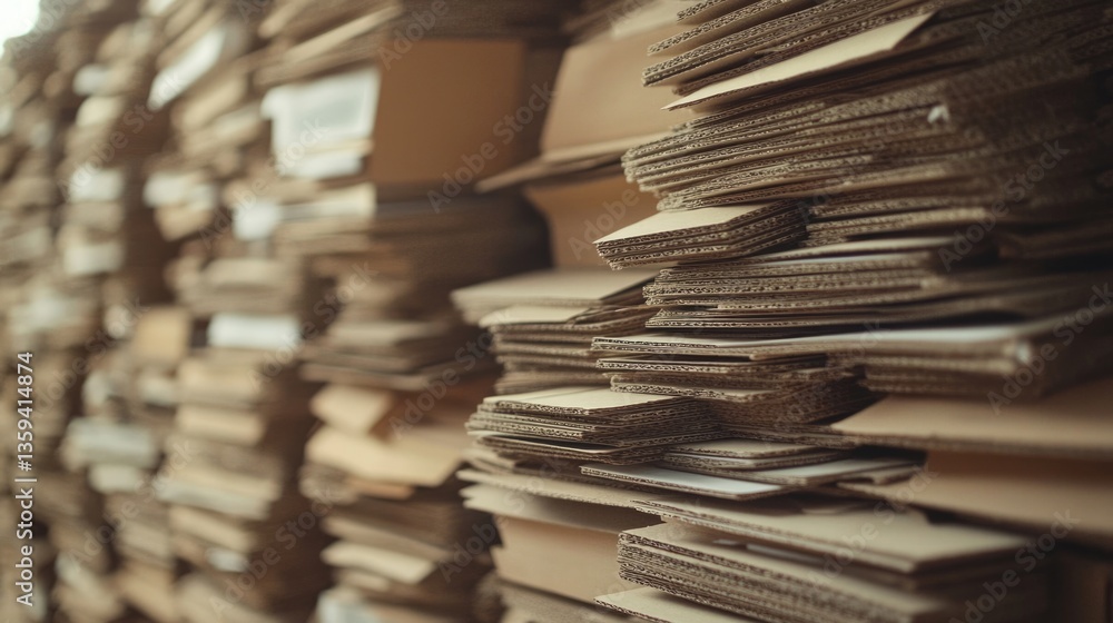 Flattened Cardboard. Stack of Recycled Cardboard Boxes with Old ...
