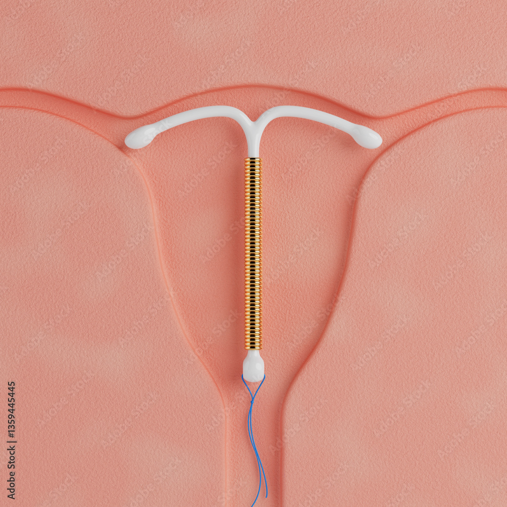 Birth Control Concept. T Shape IUD Copper Intrauterine Device Inside ...