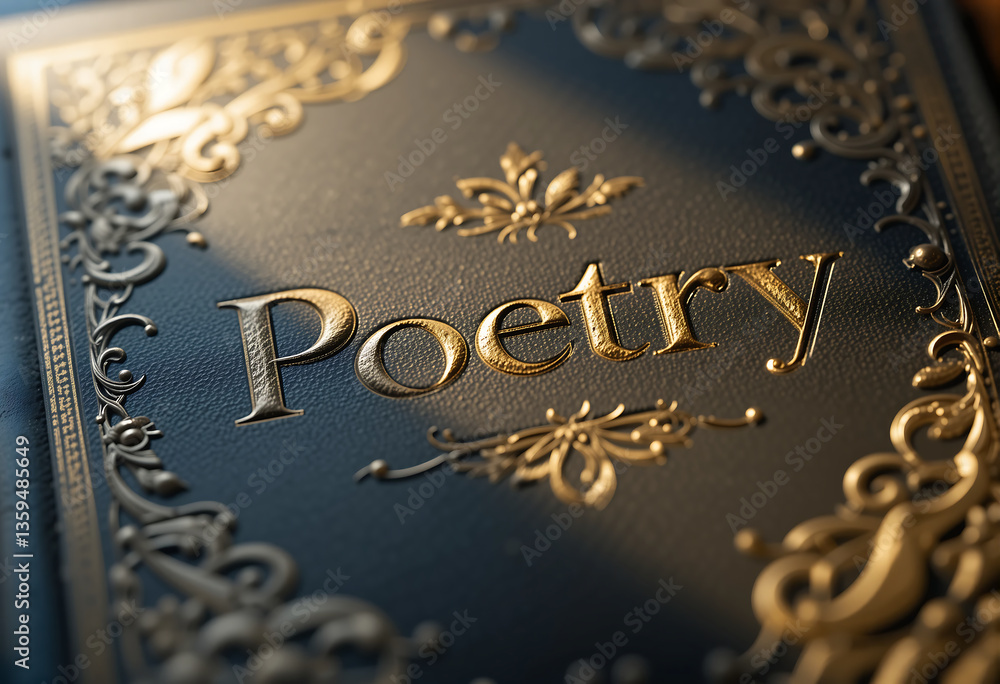 Antique poetry book with its cover features elegant gold lettering and ...