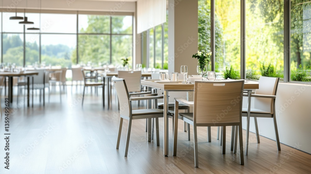 Disability support in a dining room with adjustable chairs and wide ...