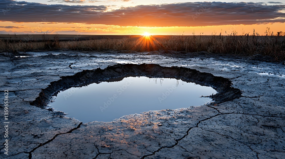 Puddle in the ground highlighting water accumulation and potential ...