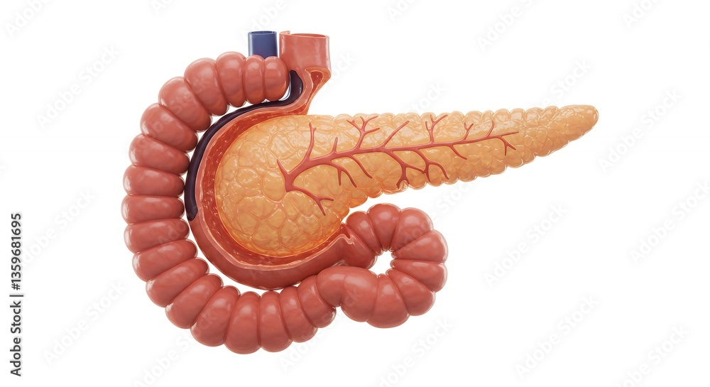 Human Pancreas and Duodenum Anatomy 3D Model: Detailed Visualization of ...