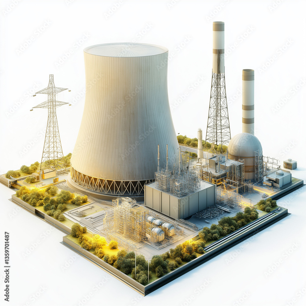 Small Modular Reactor nuclear grid energy. SMR. Electricity renewable ...