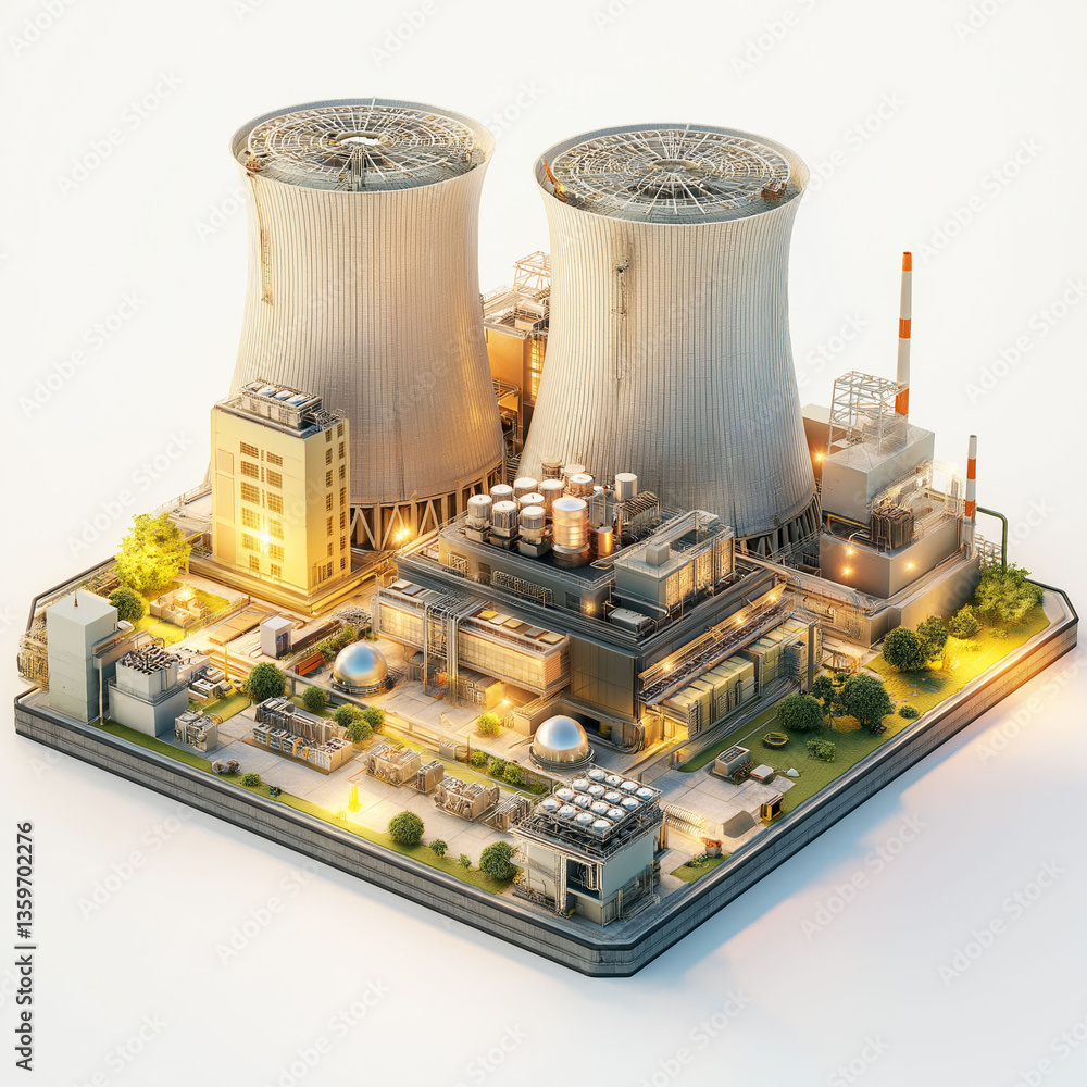 Small Modular Reactor nuclear grid energy. SMR. Electricity renewable ...