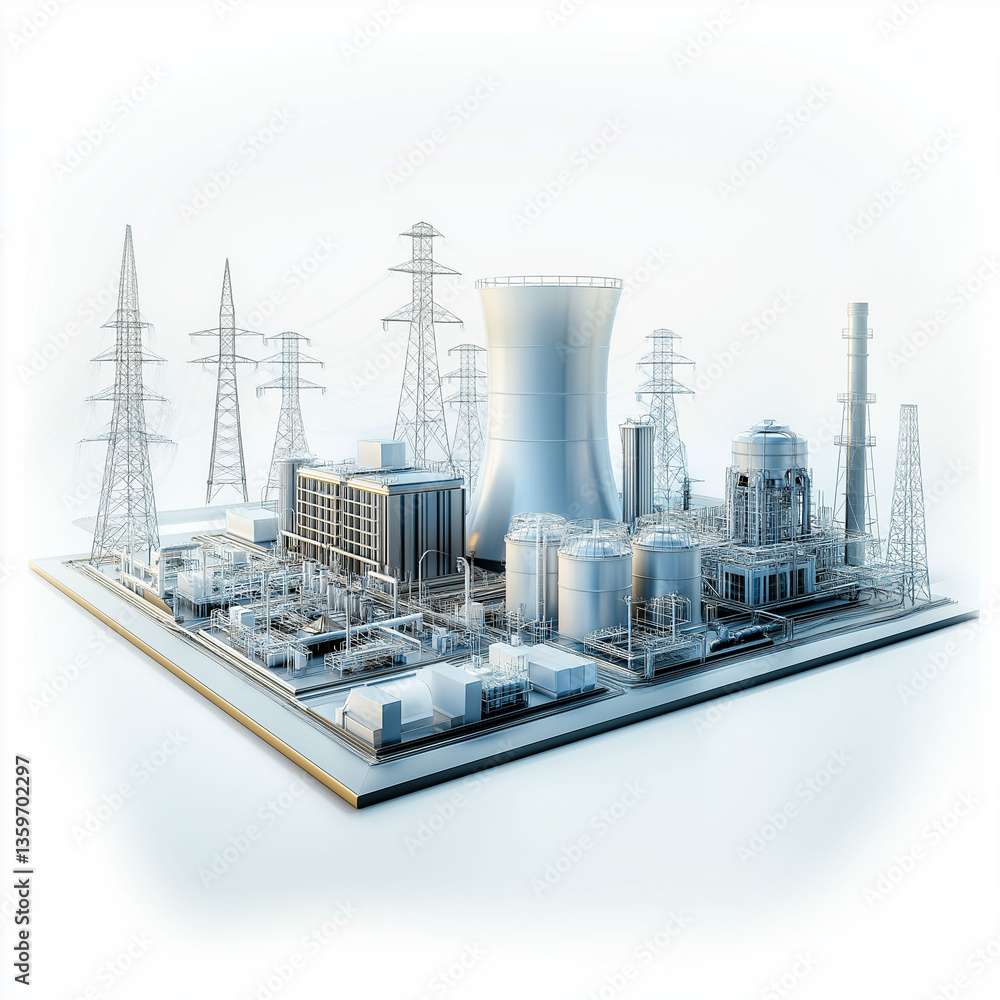 Small Modular Reactor nuclear grid energy. SMR. Electricity renewable ...