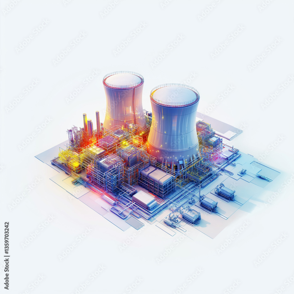 Small Modular Reactor nuclear grid energy. SMR. Electricity renewable ...