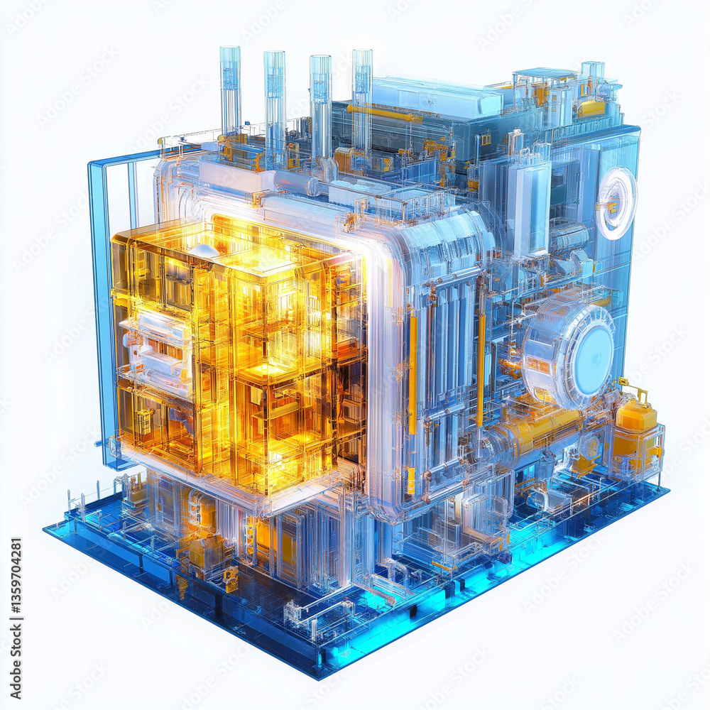 Small Modular Reactor nuclear grid energy. SMR. Electricity renewable ...