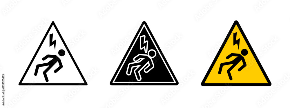 Warning electricity icon. High voltage danger symbol with electric ...