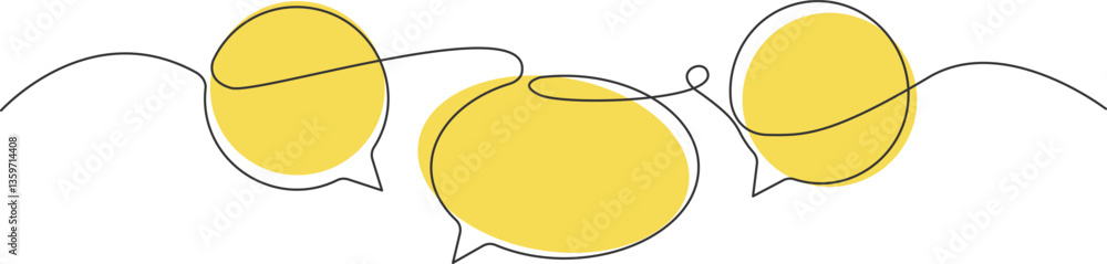 Vetor continuous single line drawing of speech bubbles, communication ...