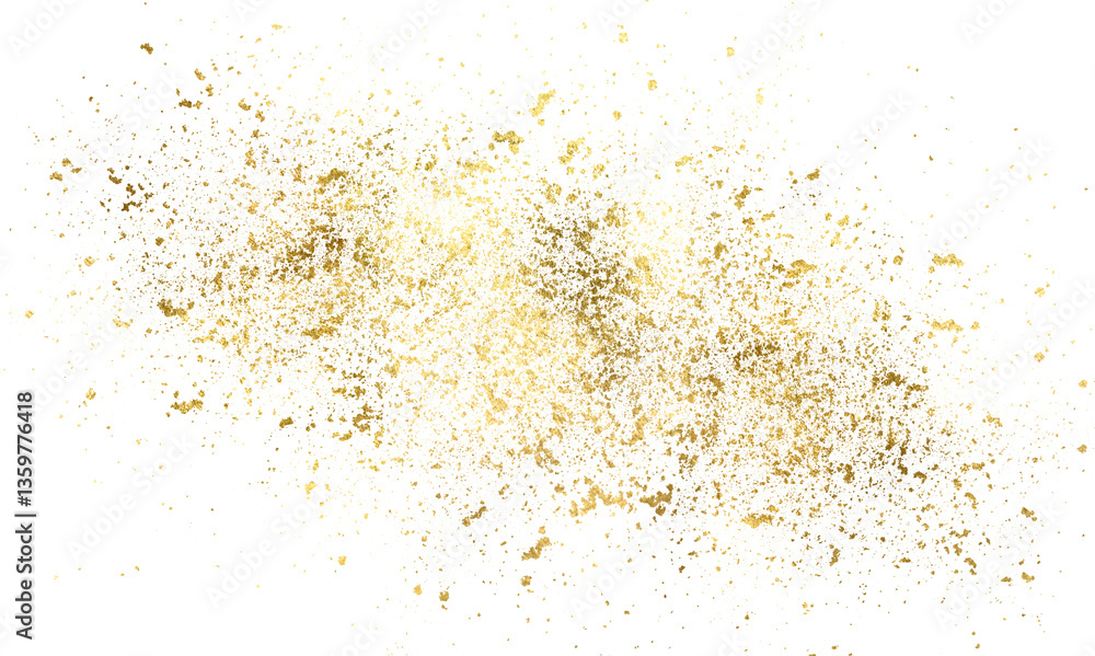 Shiny gold glitter.Pieces flakes of golden flakes shimmer, gold foil on ...