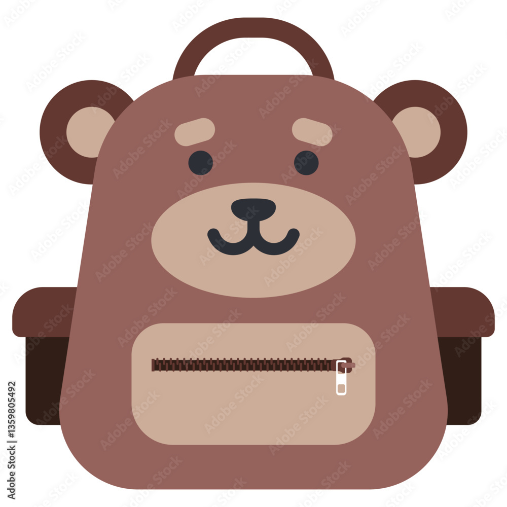 Cute bear backpack for kids vector cartoon illustration isolated on a ...