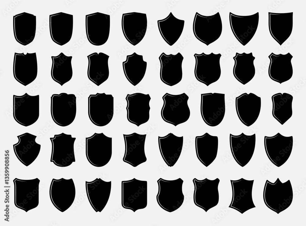 Set of shields with glare. Clipart of figures. Decorative element ...
