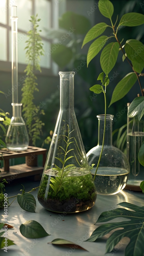 Botanical Study: Exploring Plant Life in Glassware for Educational ...