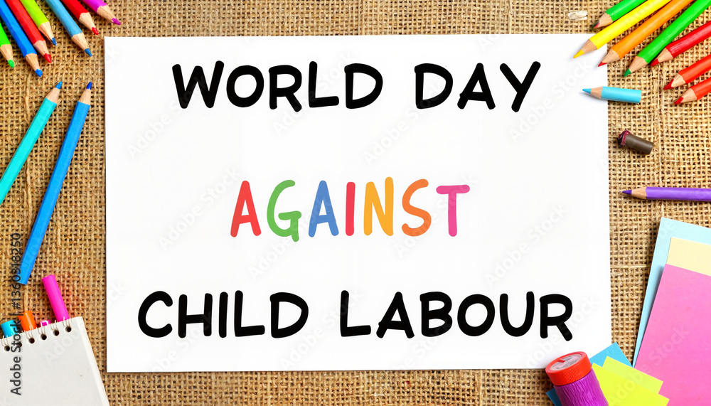World Day Against Child Labour awareness poster Stock Illustration ...