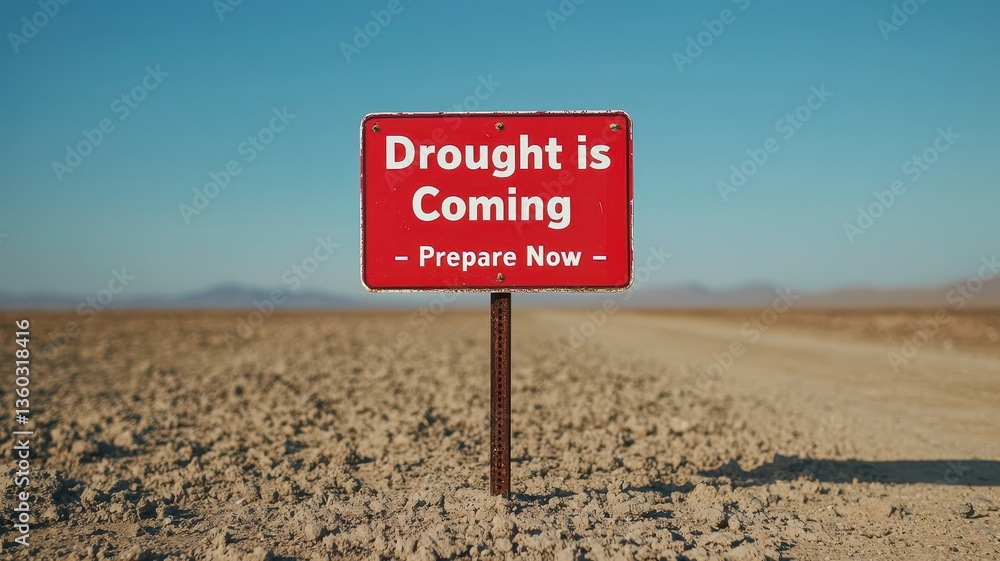 World water day with conservation and supply idea. Drought warning sign ...