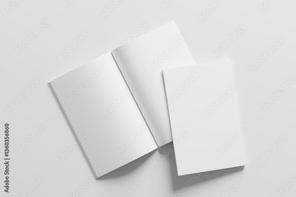 11x17 Vertical Portrait Magazine Brochure 3D Rendering White Blank ...