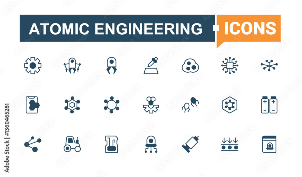 Atomic Engineering icon pack. Related to chemistry, science, innovation ...