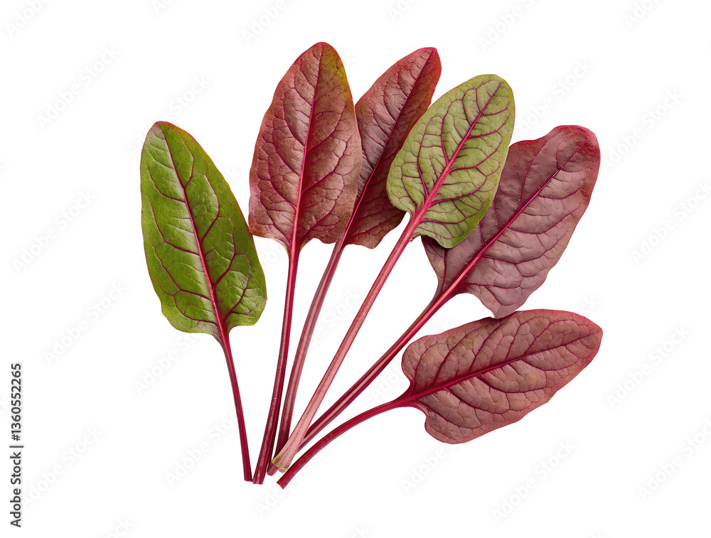 Fresh red sorrel leaves cutout PNG with transparent background for use ...