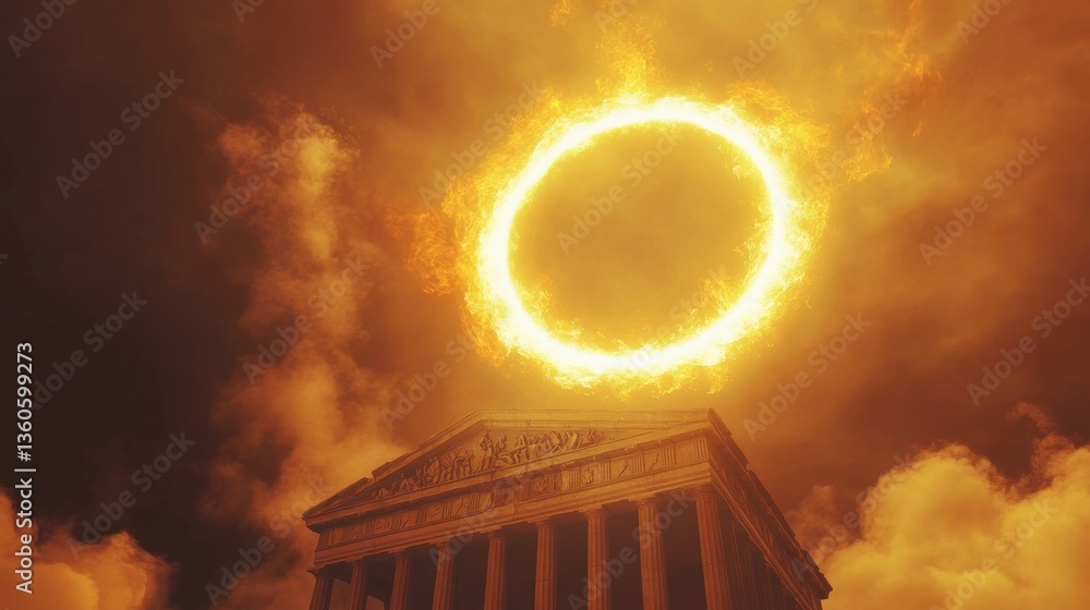 Mount Olympus shines with a golden light, surrounding the Olympian gods ...