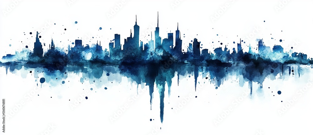 Abstract Blue Wireframe Sound Waves Represent A Visualization Of