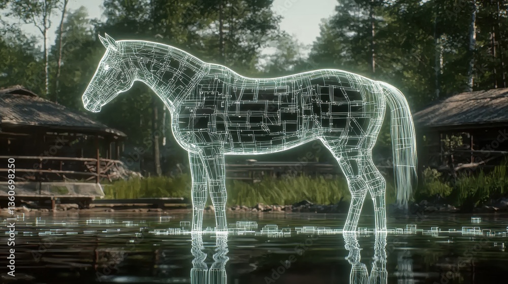 Exploring digital art animated horse model forest clearing 3d ...