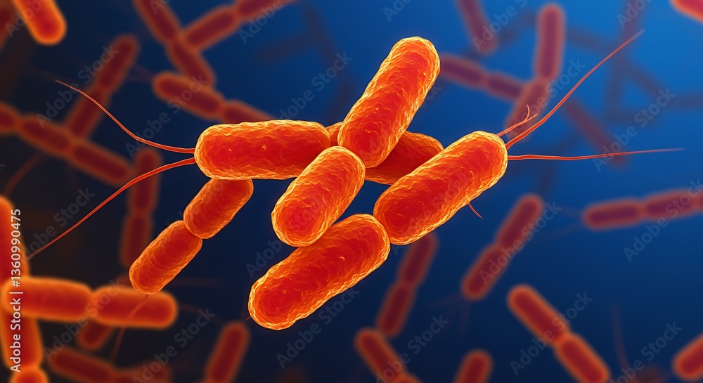Microscopic view of Mycobacterium tuberculosis bacteria on a tissue surface with branching ...