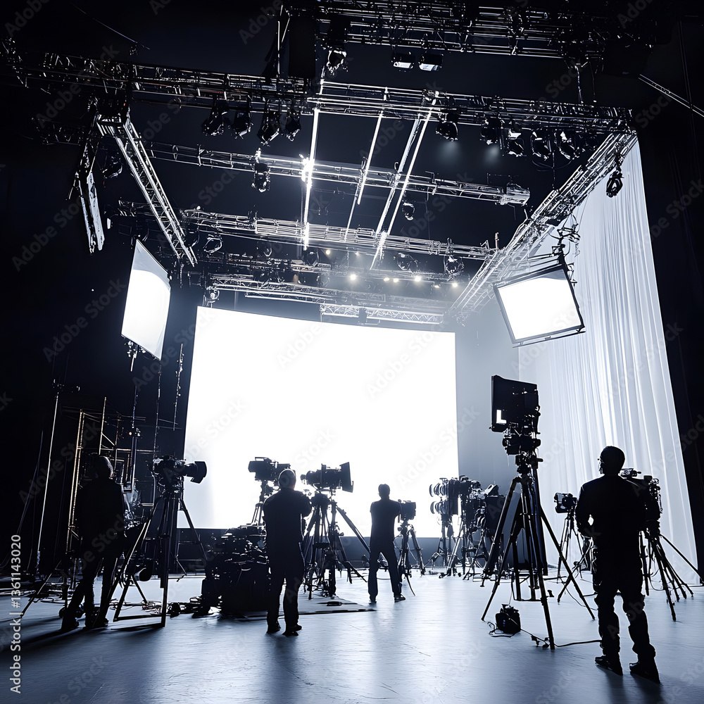 Behind the Scenes: Capture the atmosphere of a studio set, filled with ...