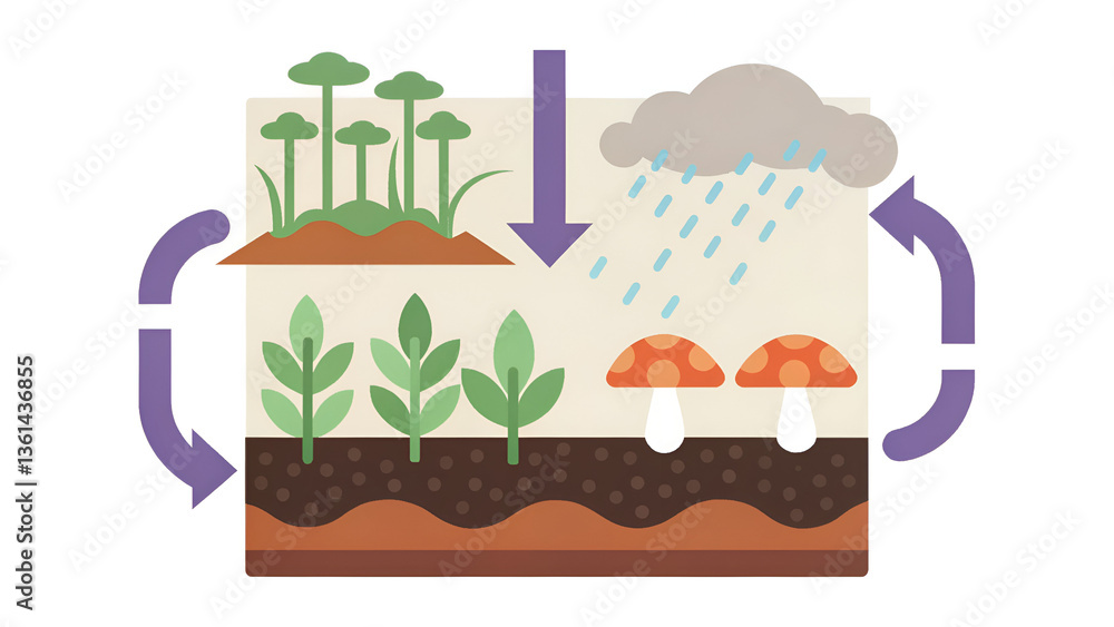 Carbon Cycle Diagram Decomposition Illustration showing the water cycle ...