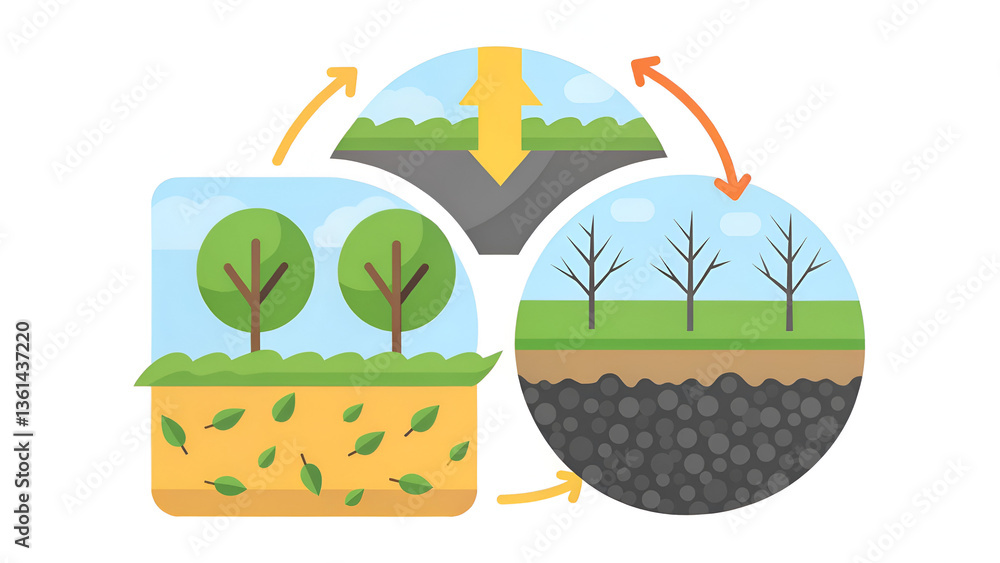 Carbon Cycle Diagram Decomposition Illustration depicting a cycle of ...