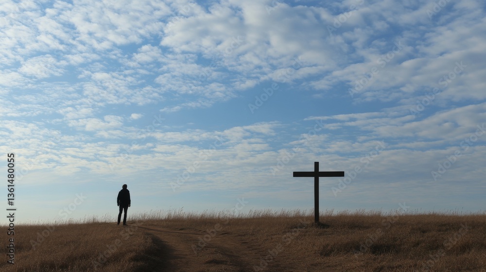 Elderly person standing alone, looking confused and uncertain ...