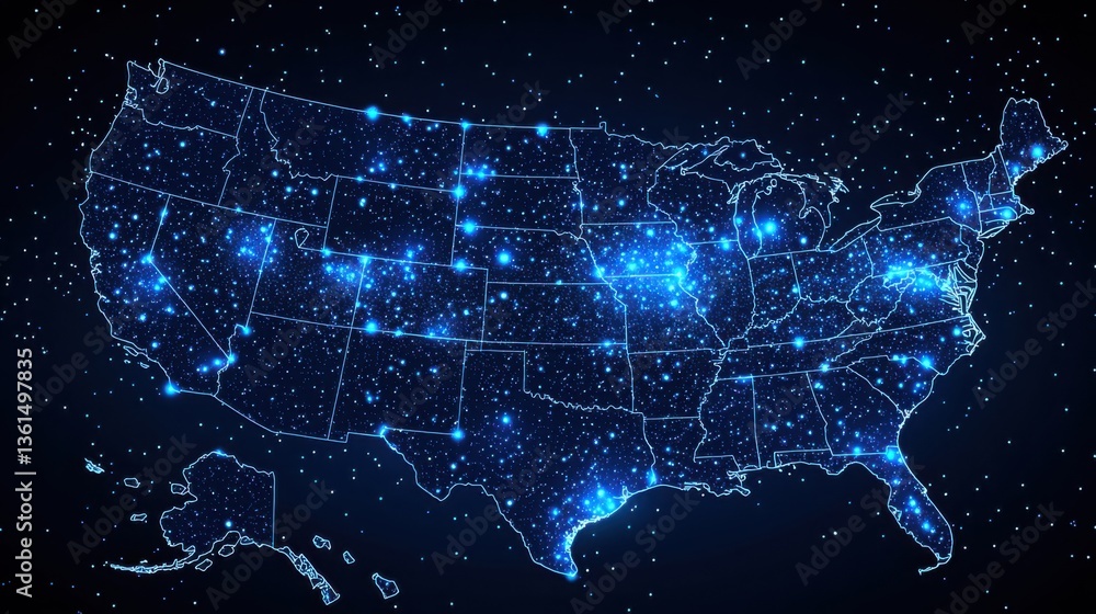 In-depth map of the united states showcasing regions with fiber ...