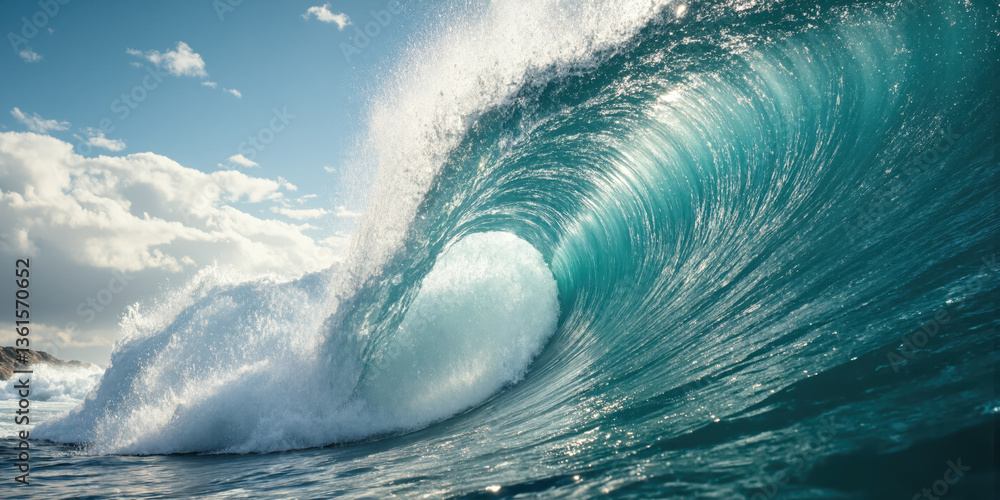 Illustration Stock Dynamic Ocean Power Powerful ocean wave caught at ...