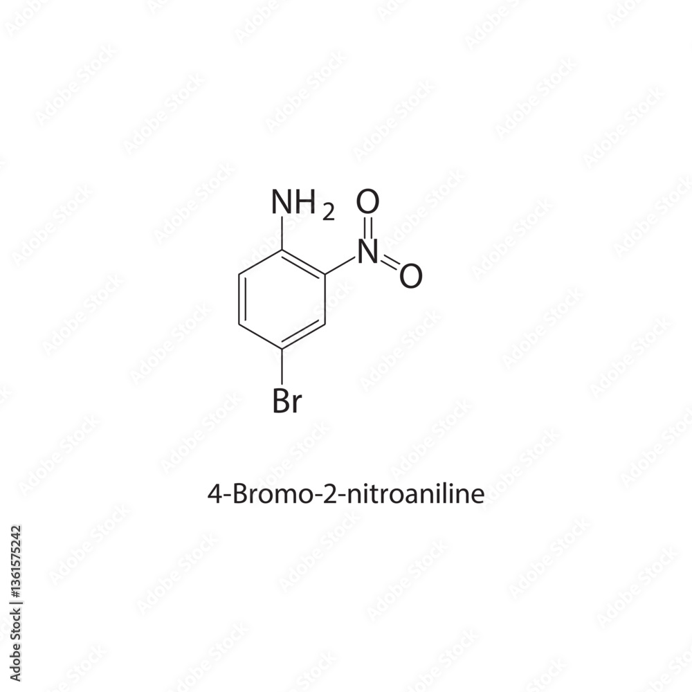 4-Bromo-2-nitroaniline skeletal structure. Halogenated aniline compound ...