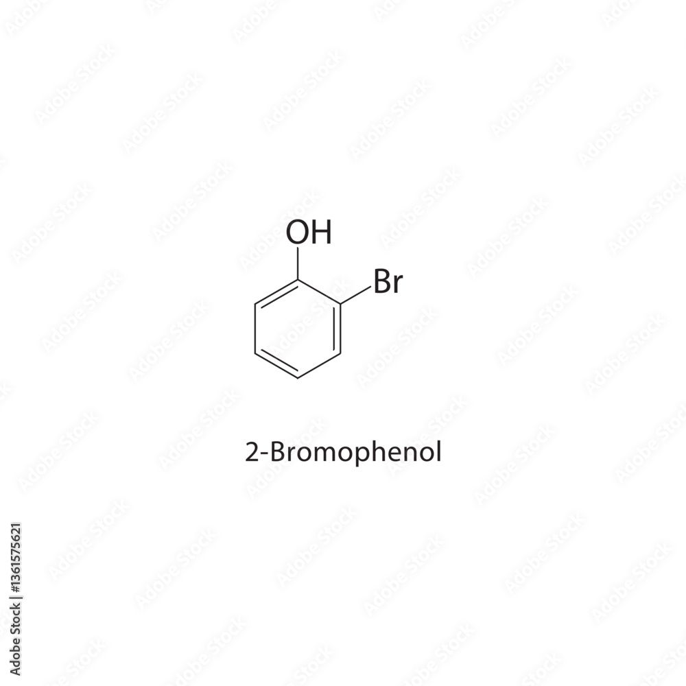 2-Bromophenol skeletal structure. Halogenated phenol compound schematic ...