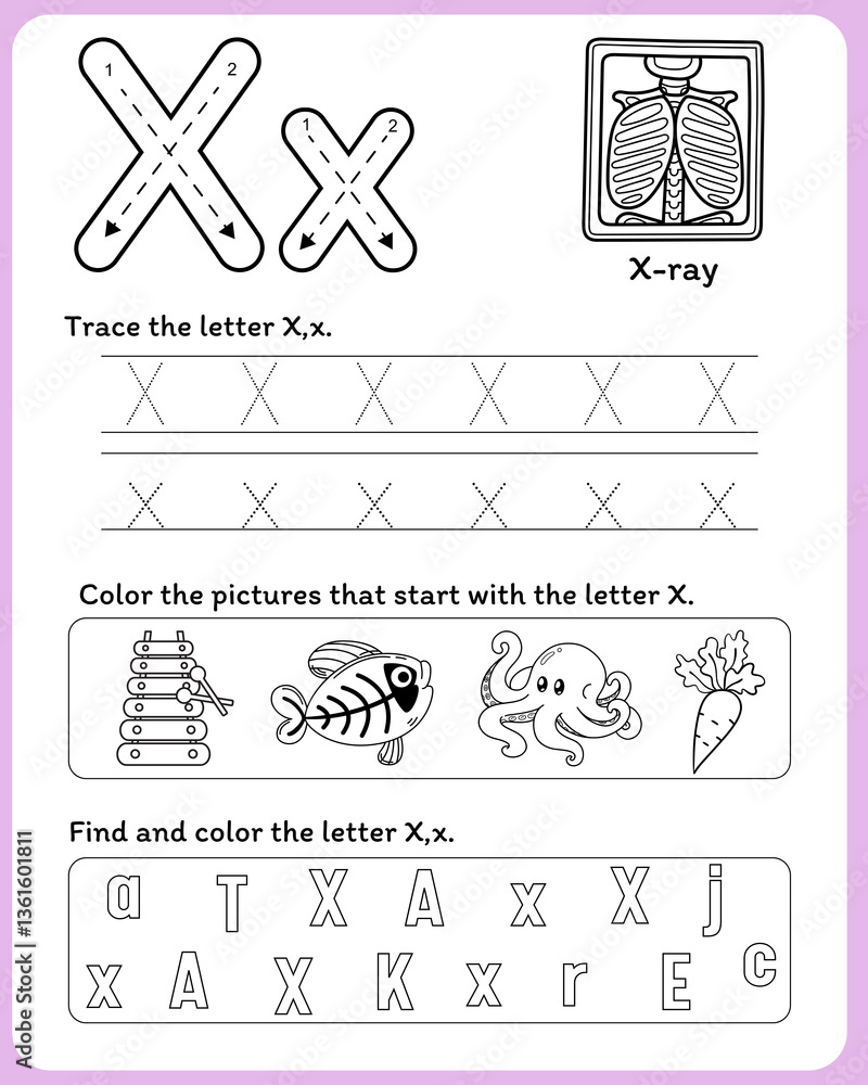 English alphabet tracing practice worksheets, educational letters a-b ...