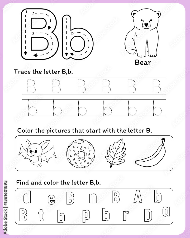 English alphabet tracing practice worksheets, educational letters a-b ...