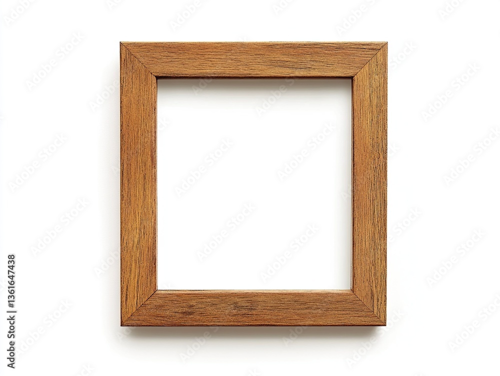 Simple Wooden Picture Frame with White Background, Vector Illustration ...