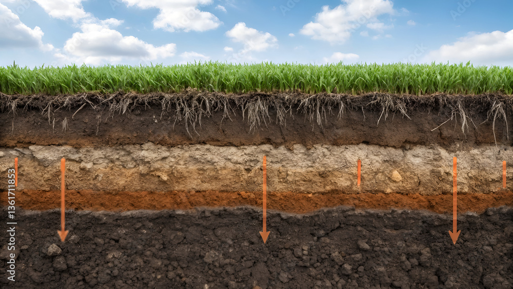 carbon cycle diagram decomposition Soil layers with grass above ...