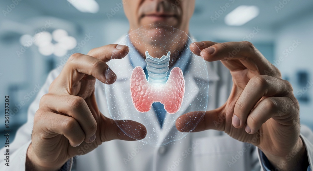 Thyroid gland using VR, endocrine system diagnostic ultrasound. Hands ...