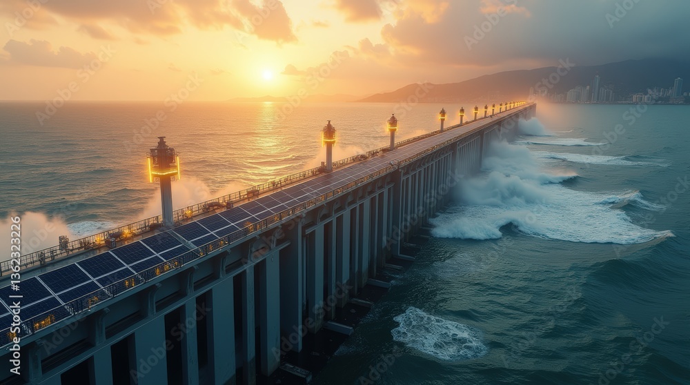 Futuristic Flood Barriers. Retractable Sea Walls Protecting Coastal ...