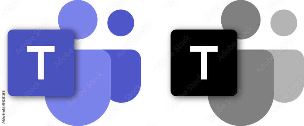 Microsoft Teams logo in default and grayscale dark mode variation ...