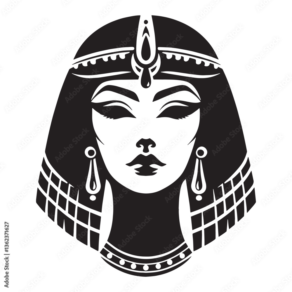 Image vectorielle Stock Powerful Cleopatra face silhouette, the last ...