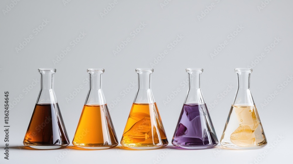 Five glass vials of different colors and shapes Stock Photo | Adobe Stock
