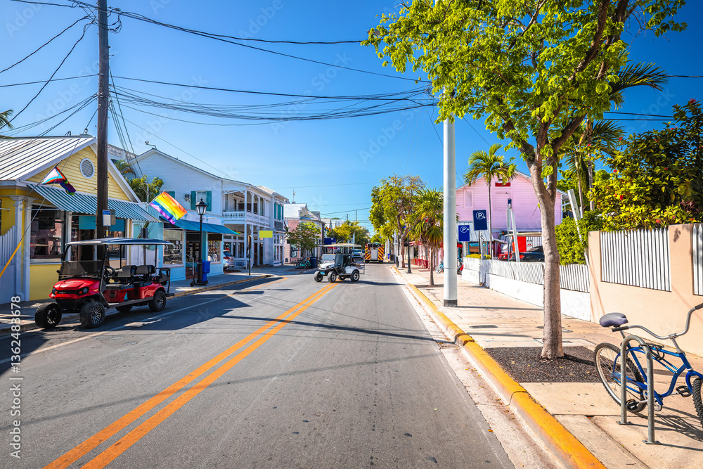 Key West, Florida. Colorful houses of famous Duval street in Key west ...